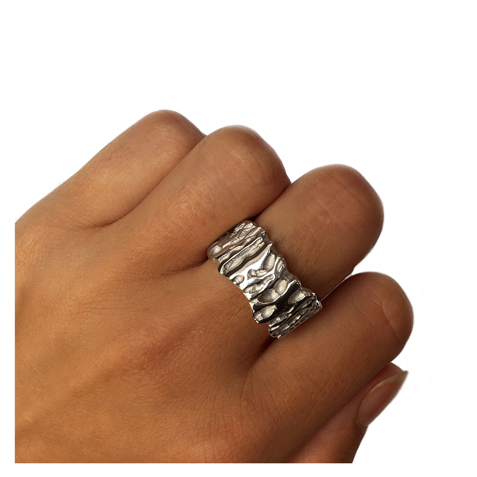 - Paul Finch Jewellery carved vine band in silver by Paul Finch