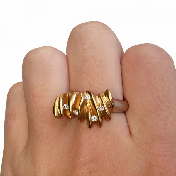 - Paul Finch Jewellery 5i diamond sculptural shell ring in silver TR5